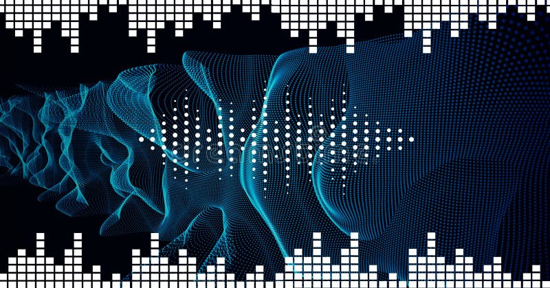 Composition of White Graphic Music Equalizer Over Multiple Blue Mesh ...