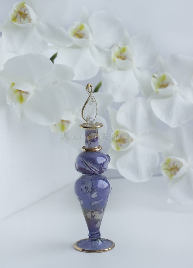 Composition with White Orchids and a Bottle of Perfume Stock Image ...