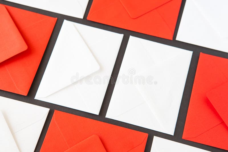 Composition with White and Red Envelopes on the Table. Stock Image ...