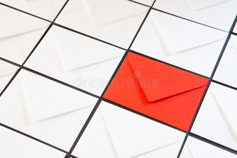 Composition with White and Red Envelopes on the Table. Stock Photo ...