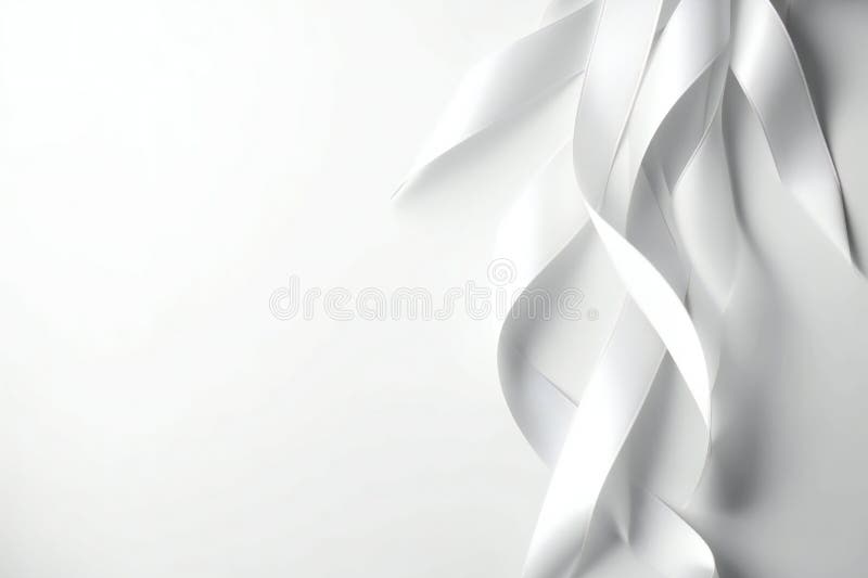 White Ribbon on White Background Abstract Banner with Empty Space Stock ...