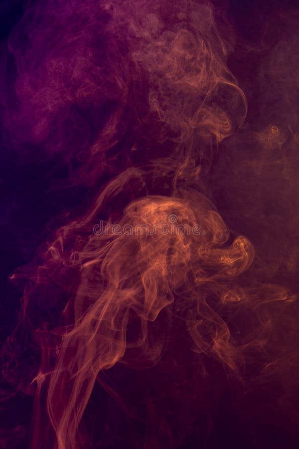 Composition of White Smoke with Red Light on Black Background Stock ...