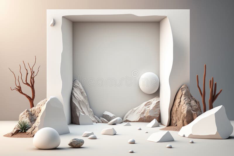 Composition of White Stones. Minimal Background for Product ...