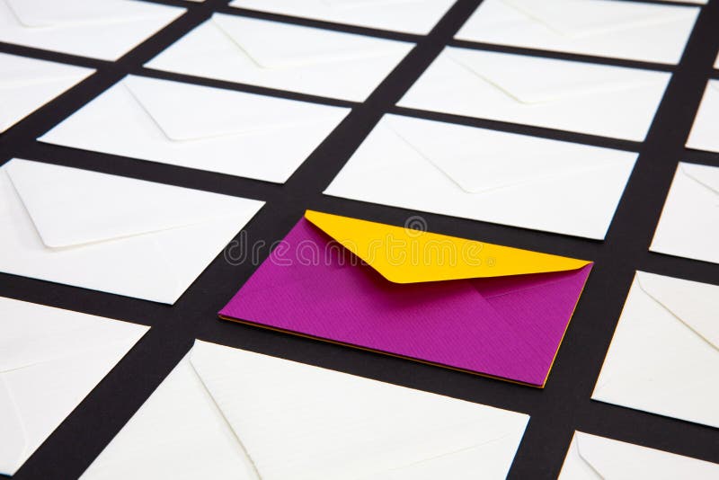 Composition with White and Two-color Envelopes on the Table Stock Photo ...