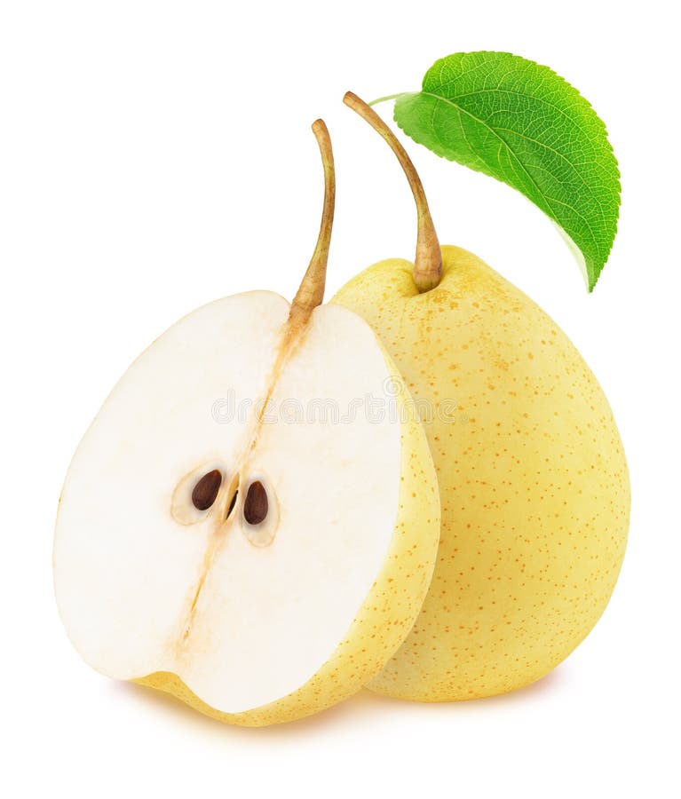Composition with Whole and Cutted Asian Pears Isolated on a White ...