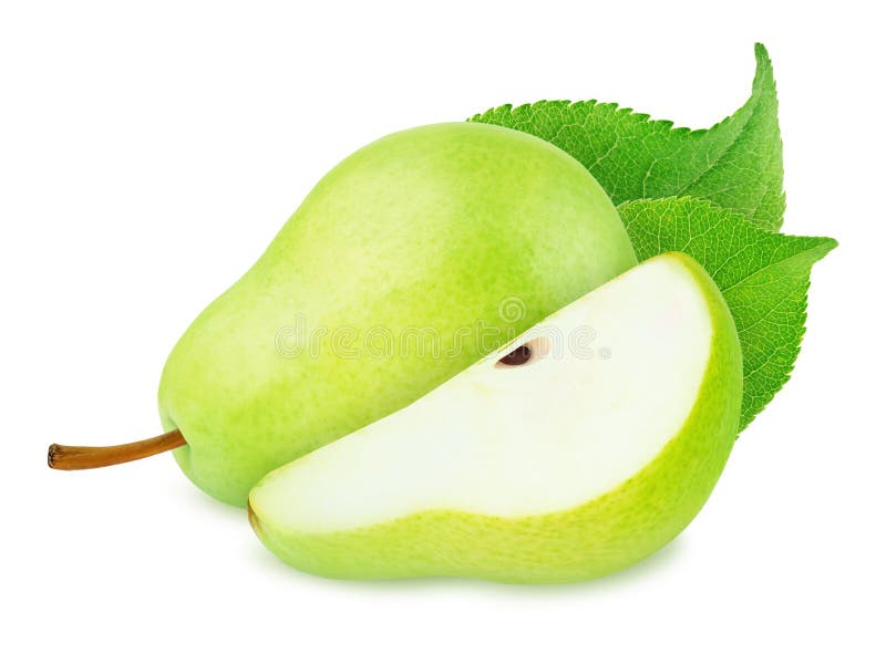 Composition with Whole and Cutted Green Pears Isolated on a White ...