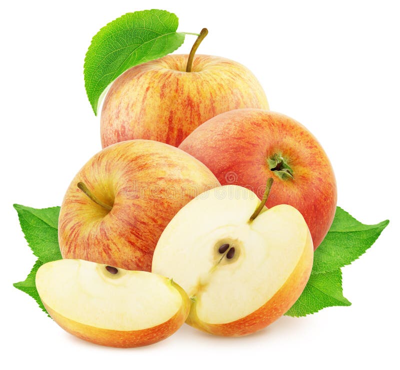 Composition with Whole and Cutted Red Apples Isolated on a White ...