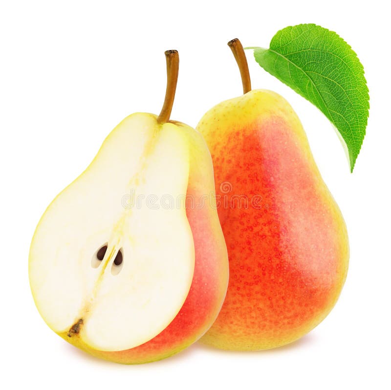 Composition with Whole and Cutted Red Pears Isolated on a White ...