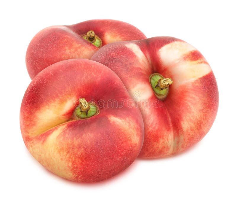 Composition with Whole Freshly Picked Flat Nectarines Isolated on White ...