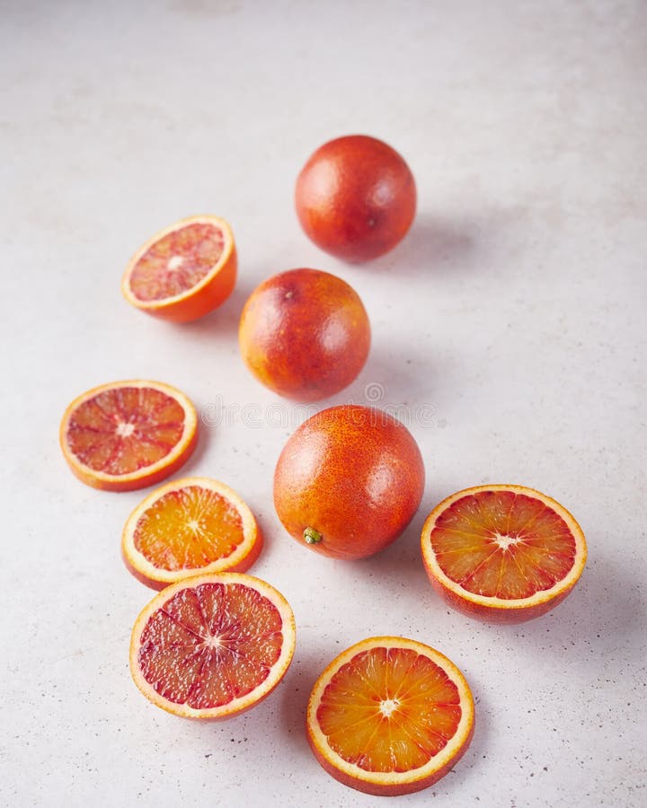 Composition of Whole and Sliced Blood Oranges Stock Image - Image of ...