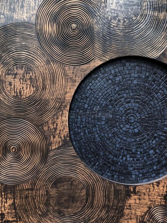 A Composition of Wooden Circles and a Mosaic Pattern. Stock ...