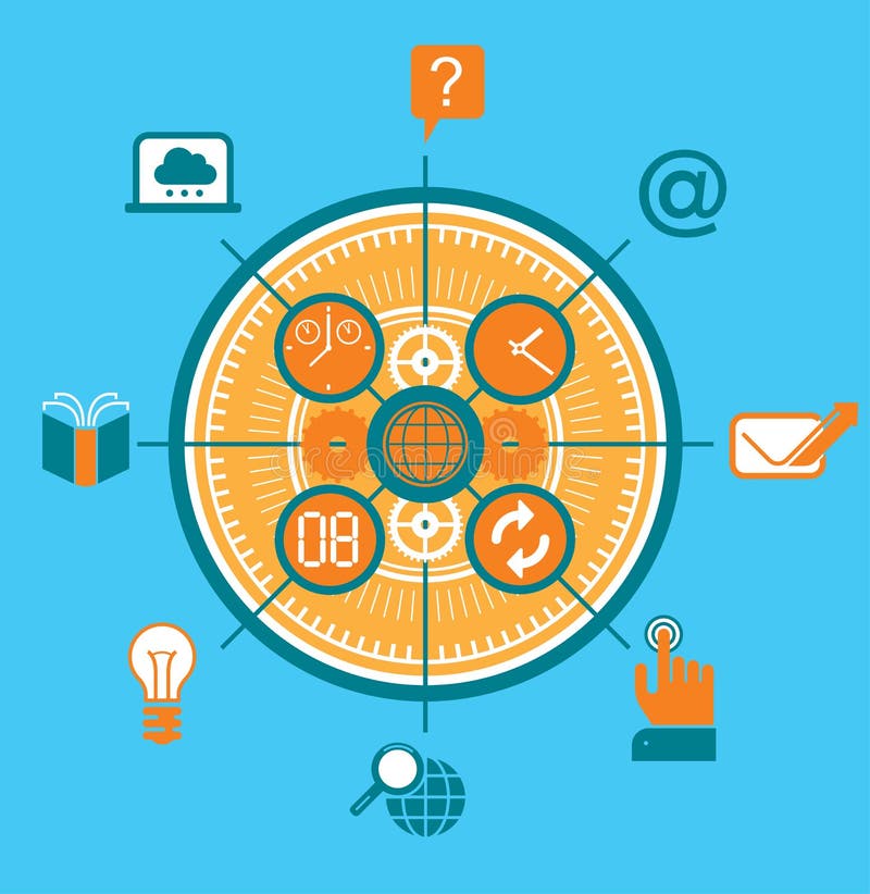 Composition with Work Symbols Stock Vector - Illustration of dial, hour ...