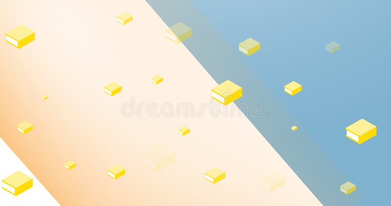Composition of Yellow Books Floating on Grey and Orange Background ...