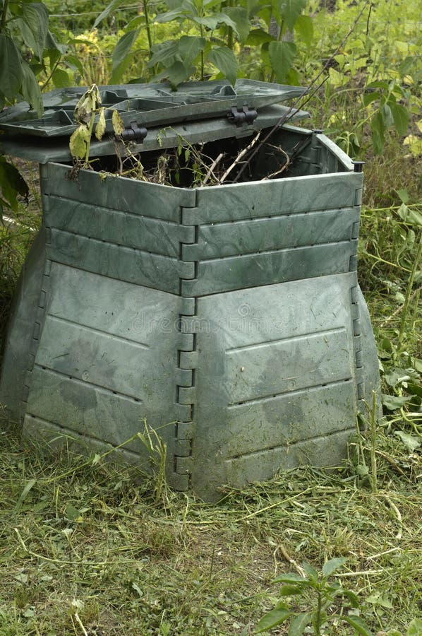 Compost barrel in a garden stock photo. Image of tumbler - 204005524