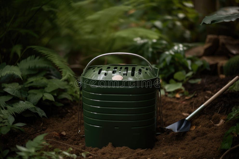 Compost Bin with Built-in Handle and Rake for Easy Handling Stock ...