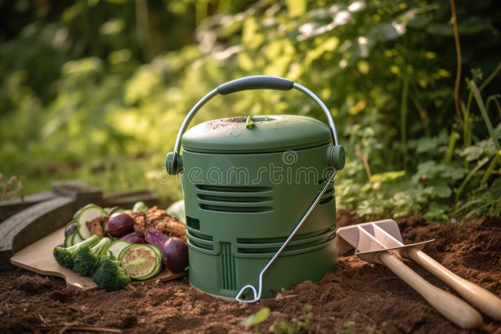 Compost Bin with Built-in Handle and Rake for Easy Handling Stock ...