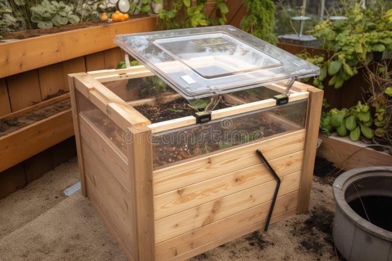 Compost Bin with Clear Lid for Easy Access and Observation Stock ...