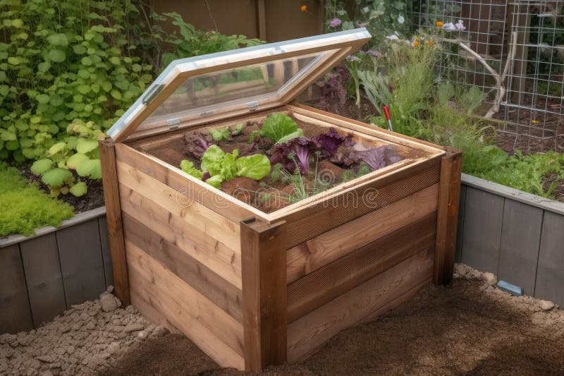 Compost Bin with Clear Lid for Easy Access and Observation Stock Photo ...