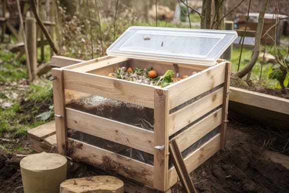 Compost Bin with Clear Lid, Showing the Composting Process in Action ...