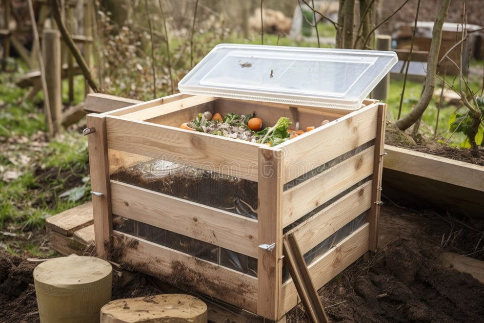 Compost Bin with Clear Lid, Showing the Composting Process in Action ...