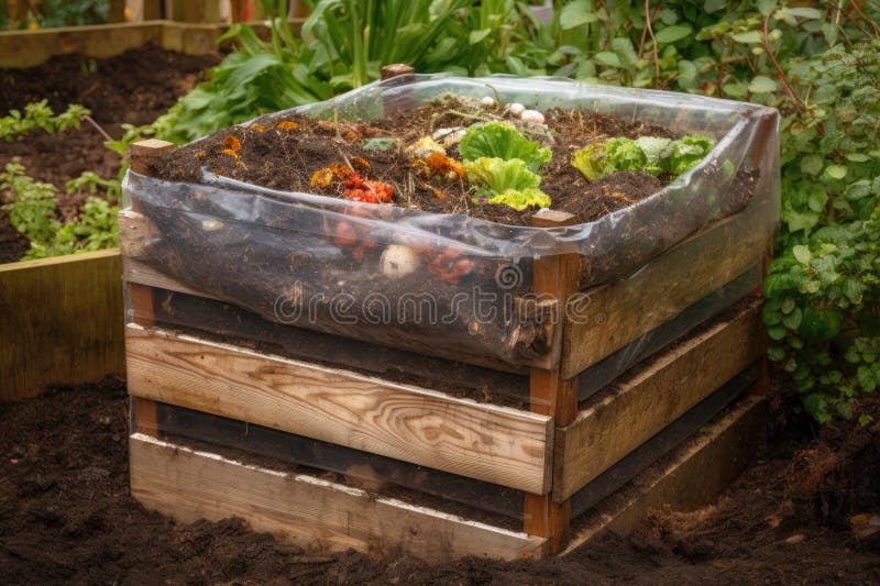 Compost Bin with Clear Lid, Showing the Layers of Composting Materials ...