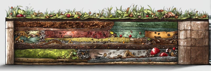 Compost Bin Cross-Section Showing Animated Layers of Decomposition with ...