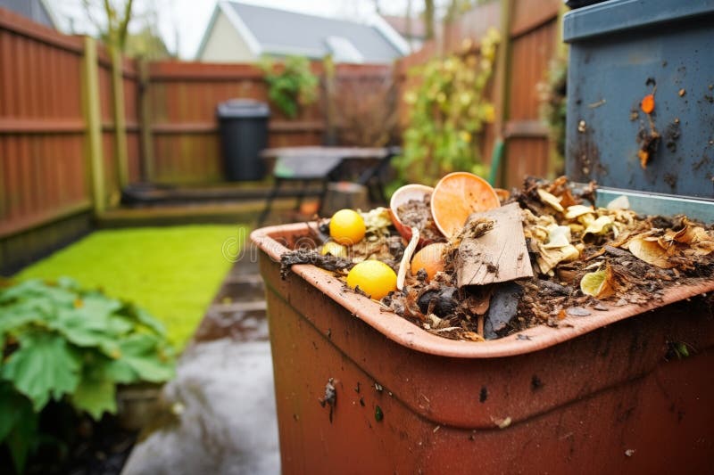 Compost Bin with Decomposing Food and Yard Waste Stock Photo - Image of ...