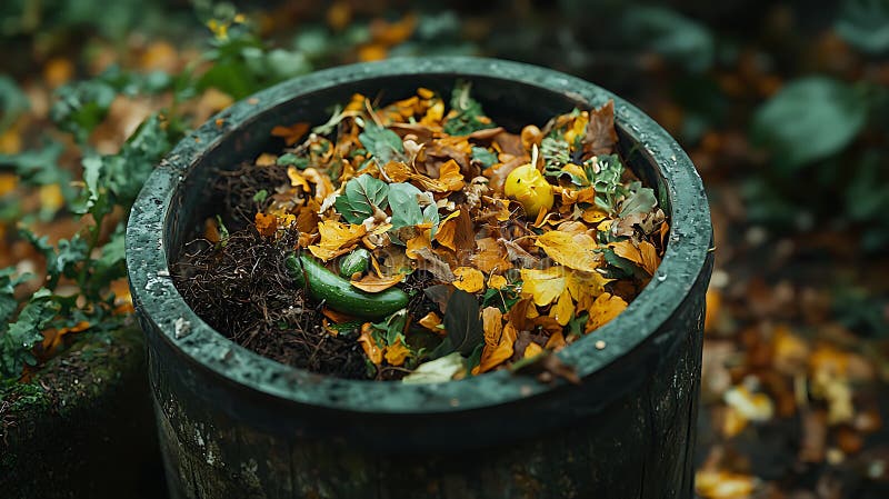Compost Bin Filled with Decomposing Leaves, Fruits, and Vegetables ...