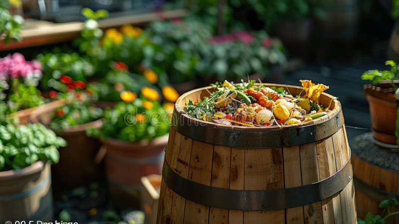 Compost Bin Filled with Organic Waste in Garden. Stock Illustration ...
