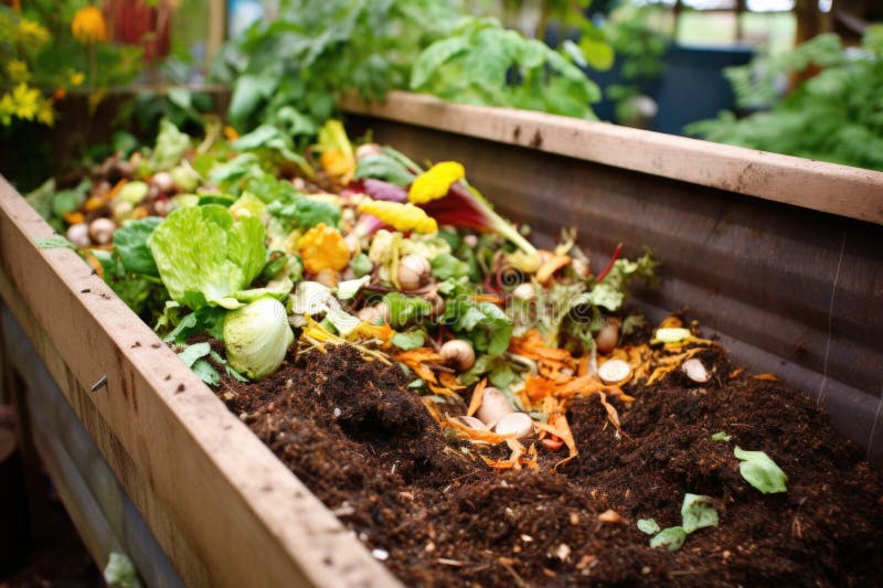 Compost Bin Filled with Various Organic Waste Stock Image - Image of ...