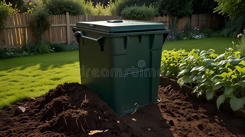 A Compost Bin in a Garden Filled with Organic Waste and Soil Stock ...