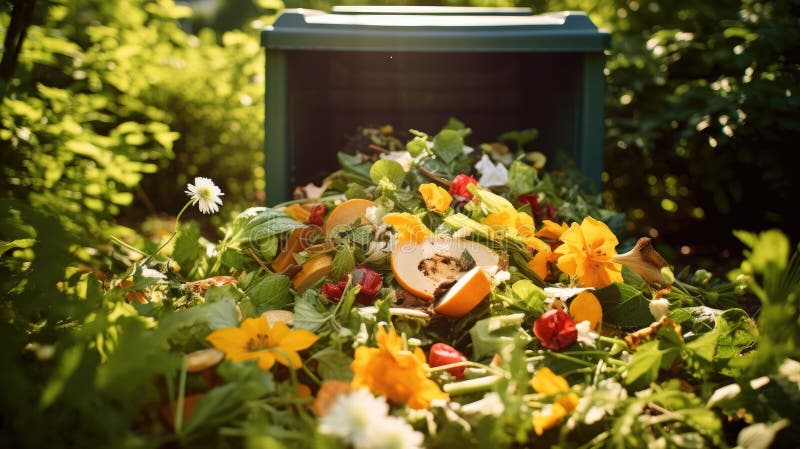 Compost Bin in the Garden. Generative AI Stock Illustration ...