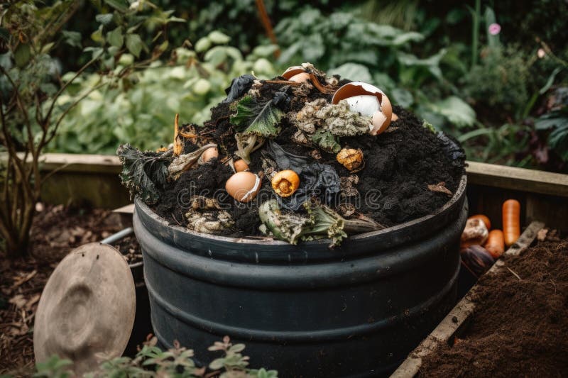 Compost Bin Overflowing with Fresh and Nutrient-rich Compost Stock ...