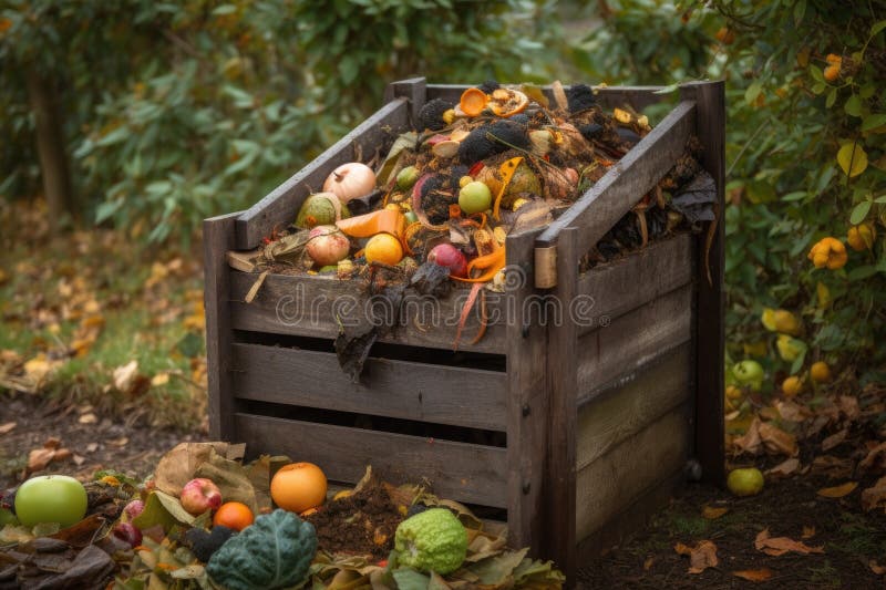 Compost Bin Overflowing with Rich, Black Compost Stock Illustration ...