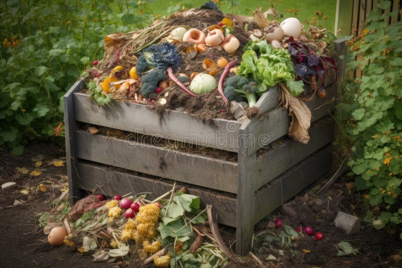 Compost Bin Overflowing with Rich and Fertile Compost Stock ...
