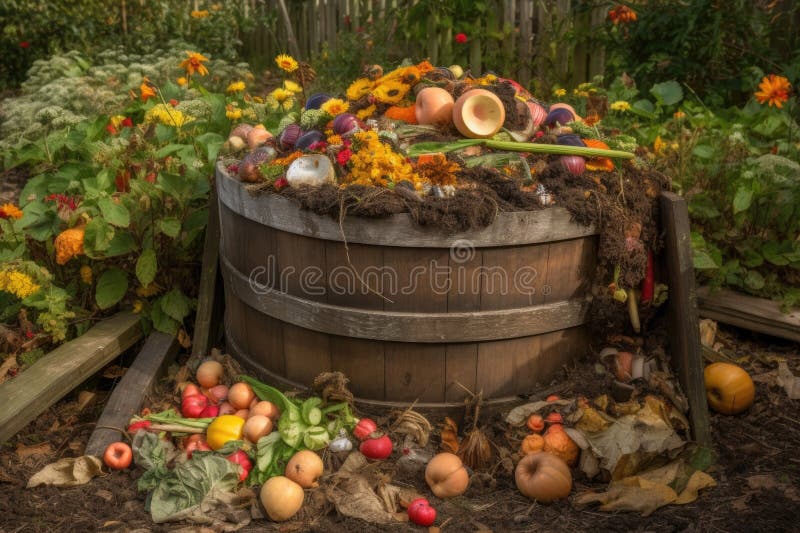 Compost Bin Overflowing with Rich and Fertile Compost Stock ...