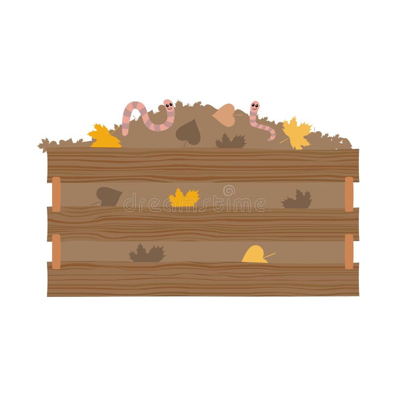 Compost Box with with Funny Worms. Recycling Concept. Flat Vector ...