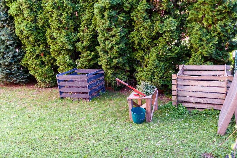 Compost Cutter and Composting Frames Stock Photo - Image of blade, lawn ...