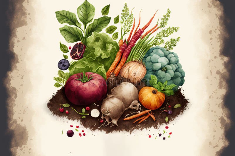 Compost Grown Organic Fruits and Veggies Stock Illustration ...