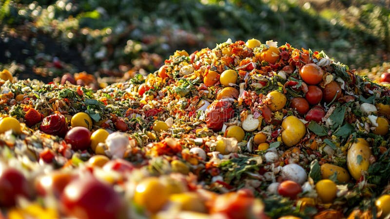Compost Heap of Colorful Food Waste Outdoors, Reduce Waste Stock ...