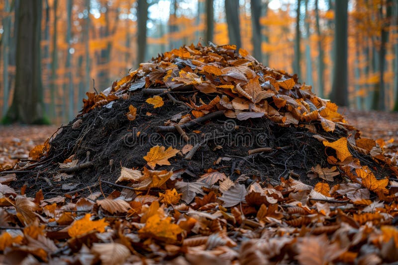A Compost Heap Overflowing with Leaves and Organic Materials, in a ...