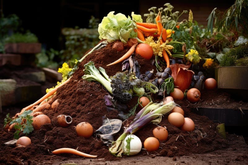 Compost Heap with Variety of Organic Waste Stock Illustration ...