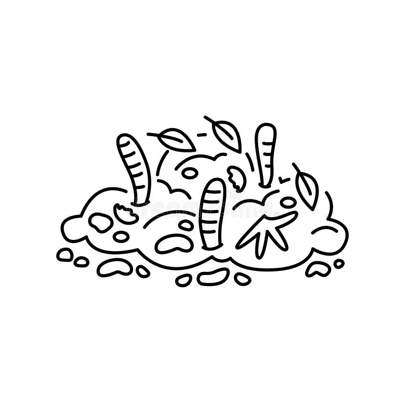 Compost Heap with Worms Color Line Icon. Composting Stock Illustration ...