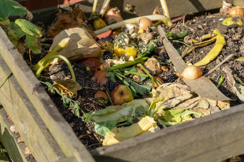 Compost Met Verschillend Afval in De Tuin Stock Foto - Image of hout ...