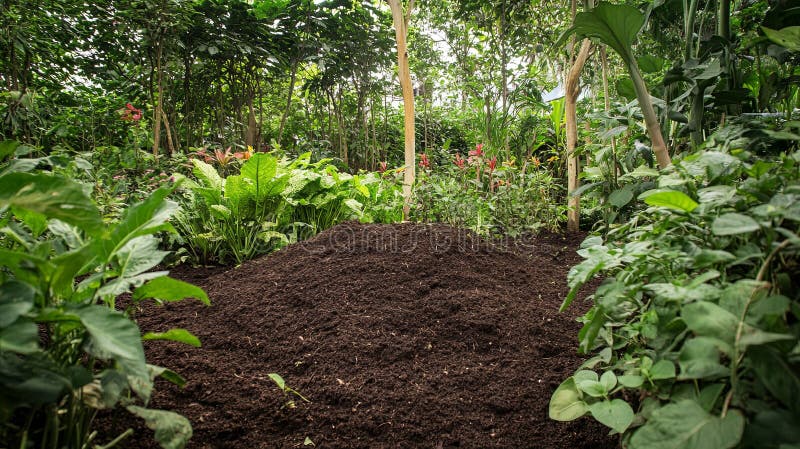 A Compost Pile with Rich, Dark Soil and Healthy Plants Around it Pic ...