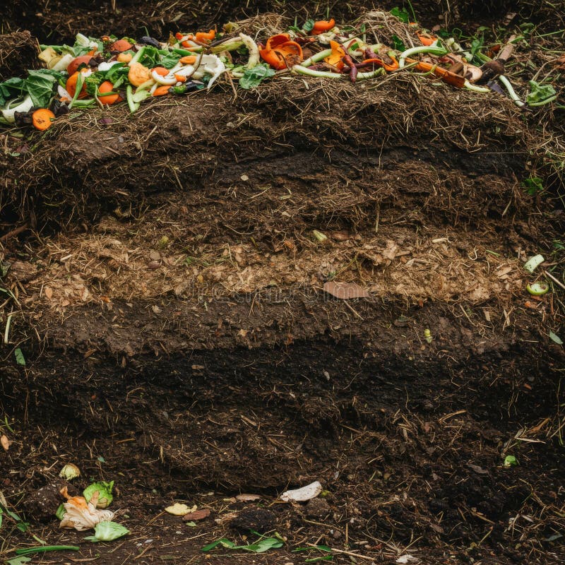 A Compost Pile with Visible Layers of Decomposition. the Structure of ...