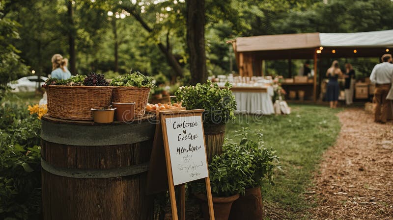 Compost Station with Cute Sign at Eco-conscious Wedding . Stock Image ...