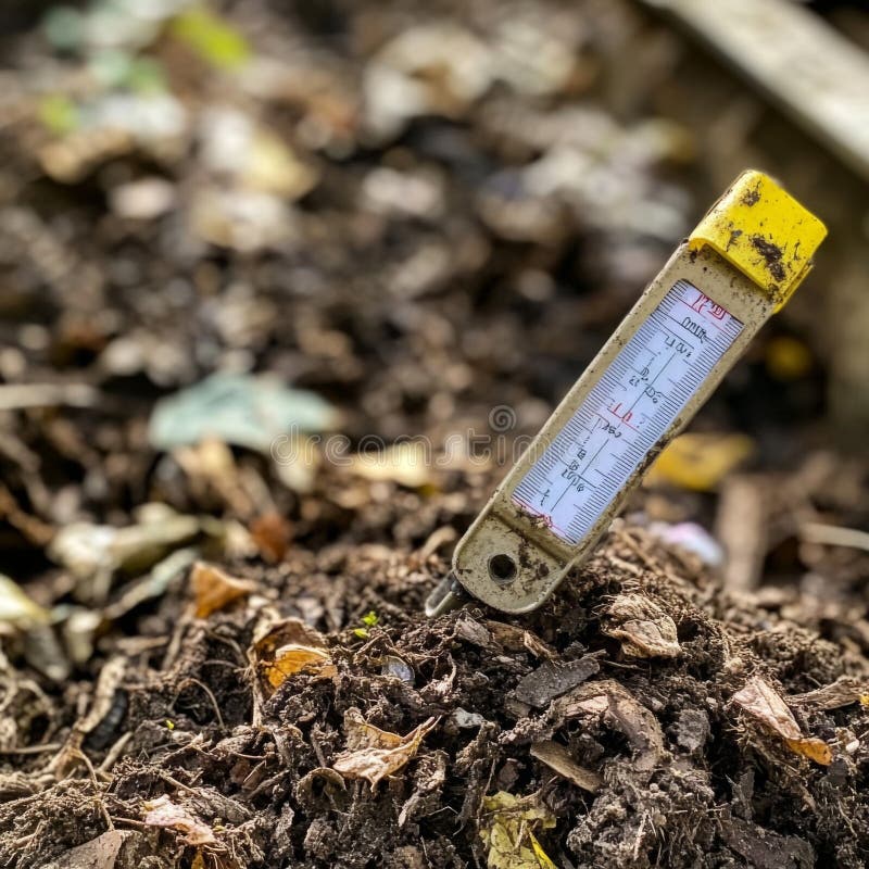 Compost Thermometer Measuring Temperature in Soil Stock Image - Image ...