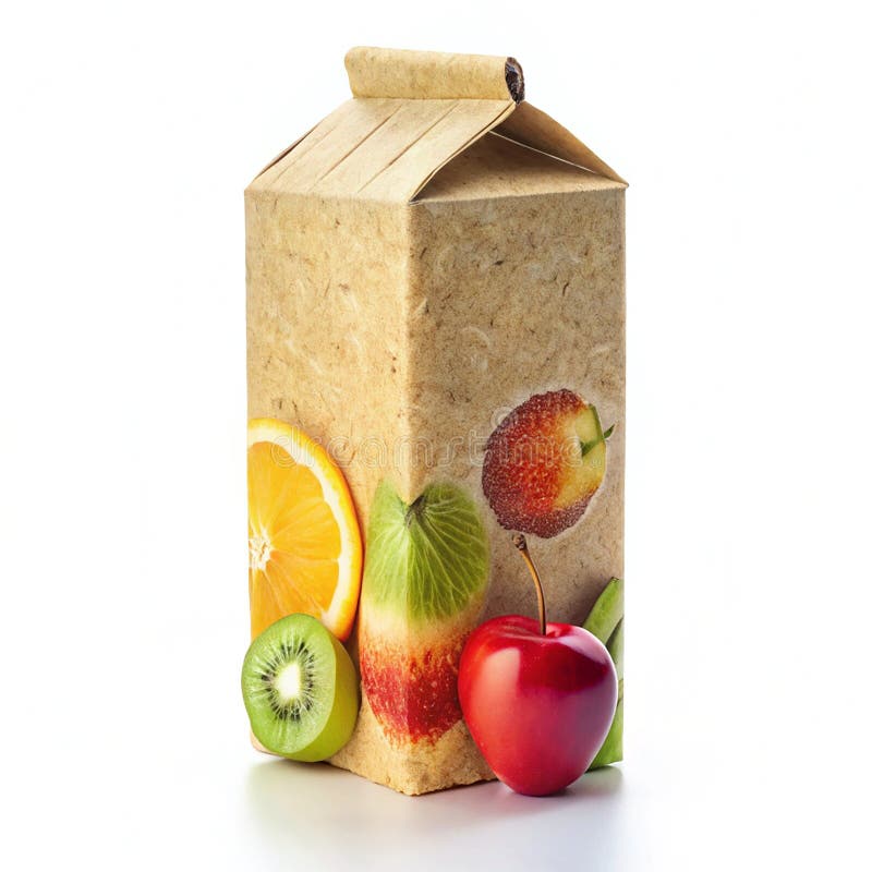 Compostable Juice Box with Fruit Pulp Textures Stock Illustration ...