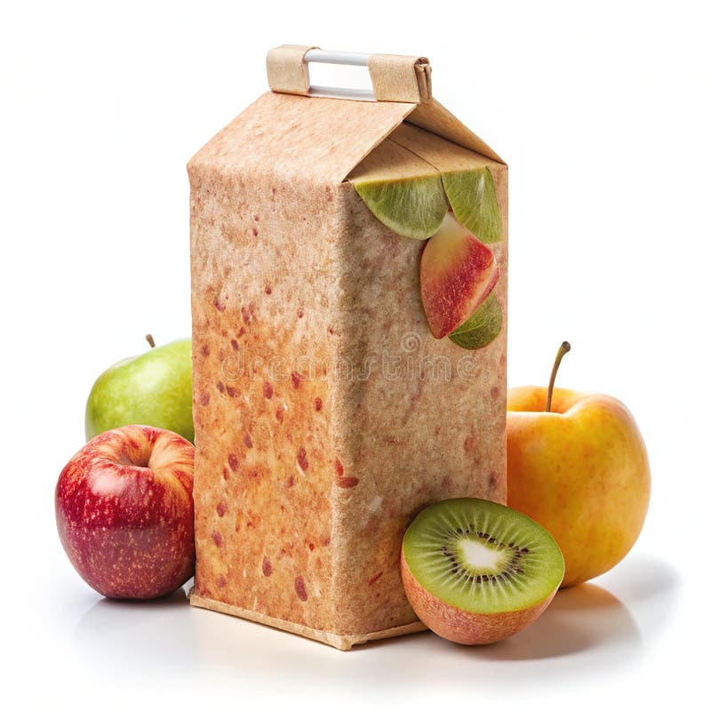 Compostable Juice Box with Fruit Pulp Textures Stock Illustration ...